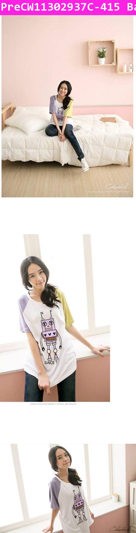 [Pre] เสื้อยืดแฟชั่นรูปหุ่นยนต์ สีม่วง 11302937 [เสื้อผ้าเด็ก IdeaKidShop]